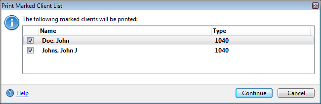 Printing Marked Client List