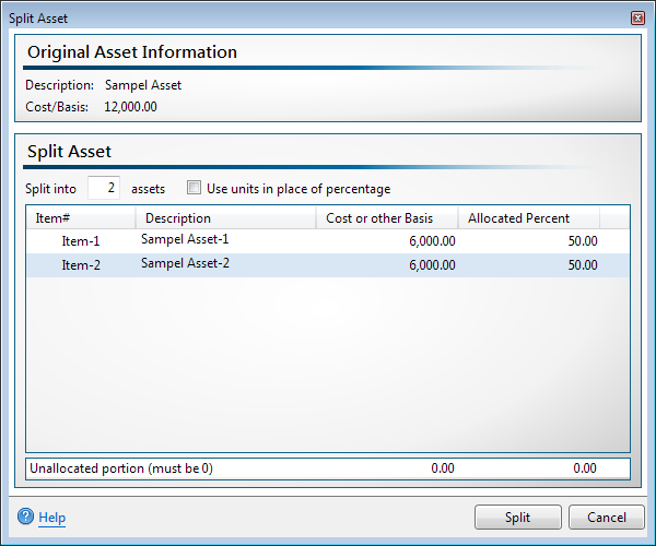 Knowledge Base Solution - How do I split an asset in ATX™?