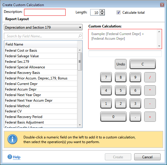 Create Custom Calculation Create Custom Calculation
