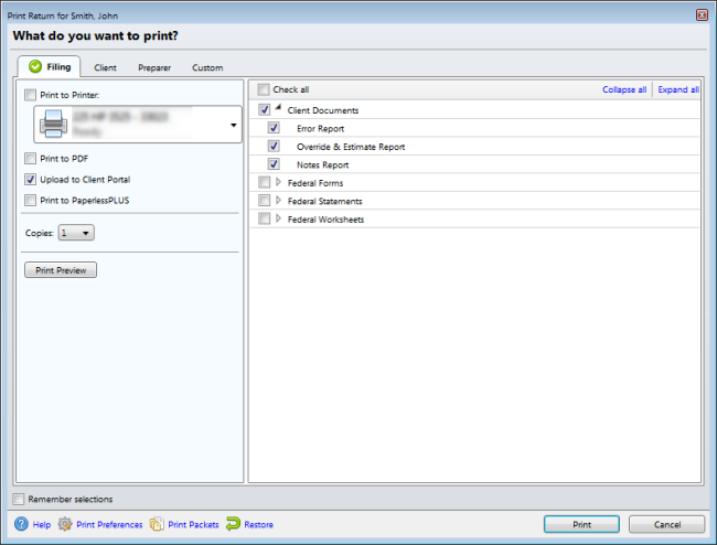 Upload to Client Portal